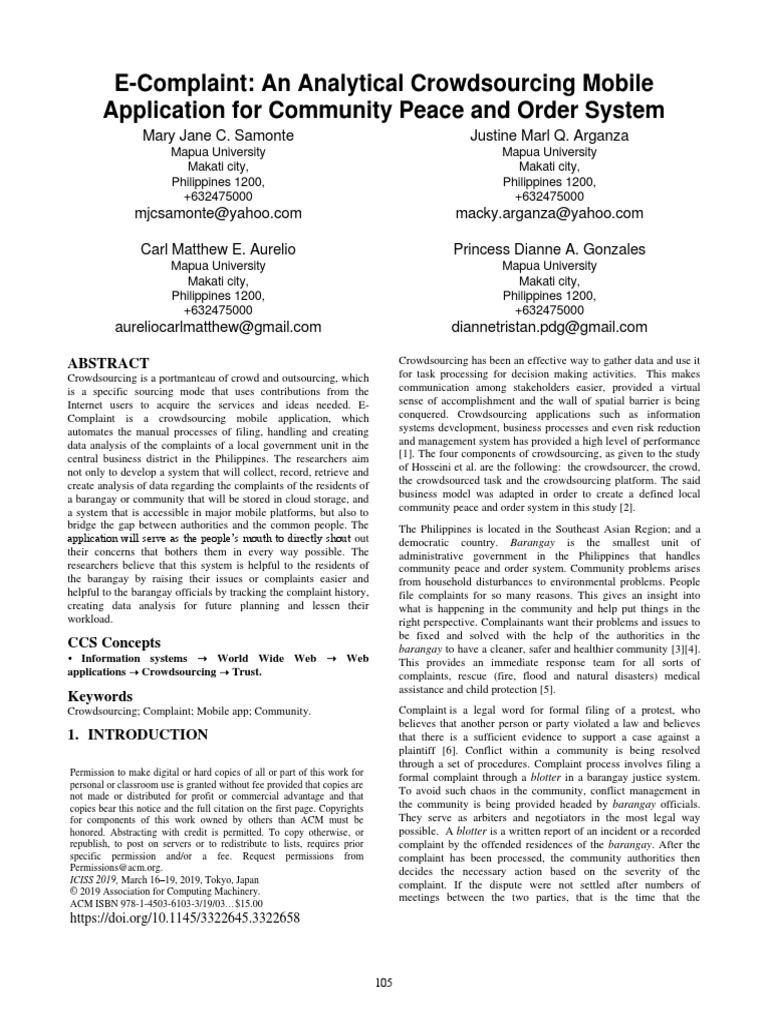 E-Complaint Crowdsourcing Mobile PDF | Download Free PDF | Cloud Computing | Software As A Service