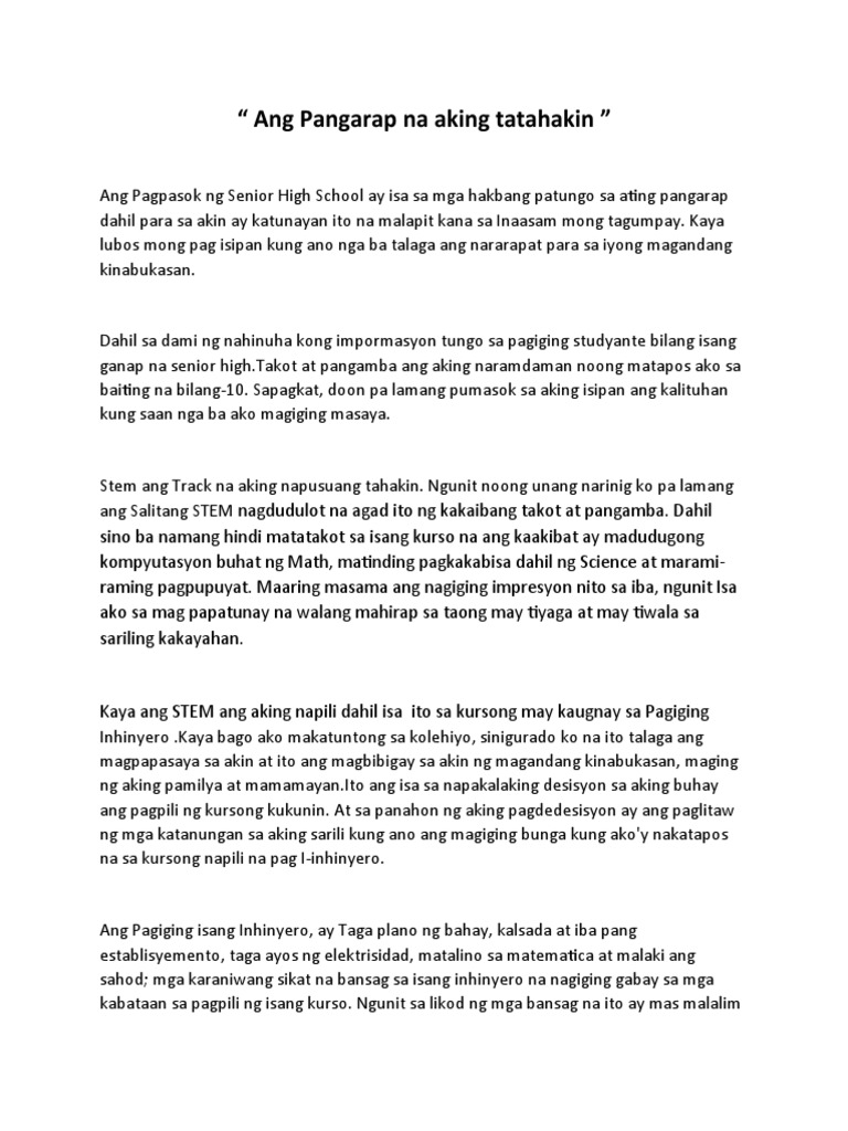 Ang Pangarap Na Aking Tatahakin | PDF