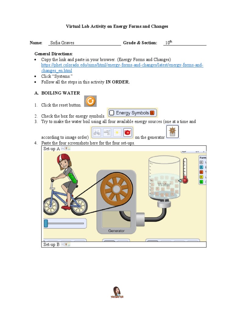 PHET Vitual Lab On Energy Forms and Changes in Systems | PDF