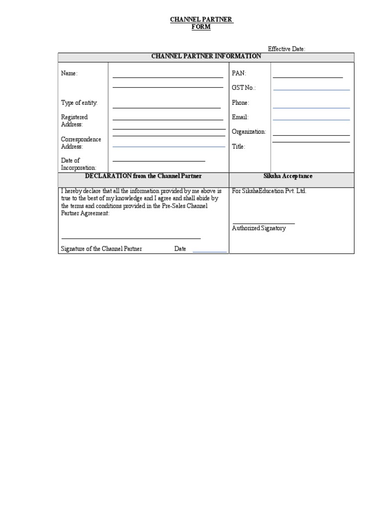Channel Partner Document PDF | PDF