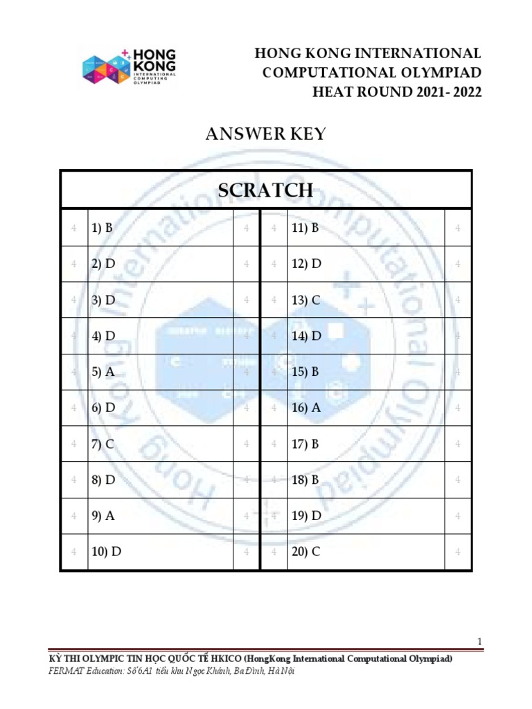 HKICO 2021-2022_Heat_Answer Key | PDF