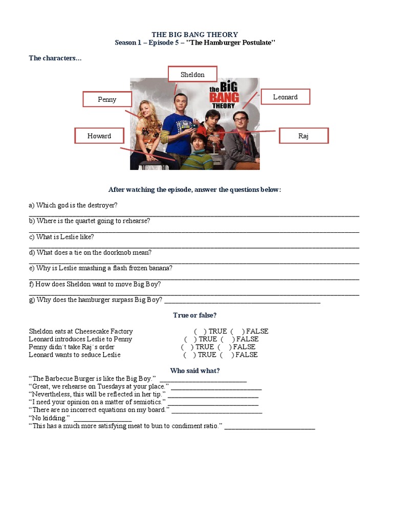 Big Bang Theory s.1 E5 | PDF