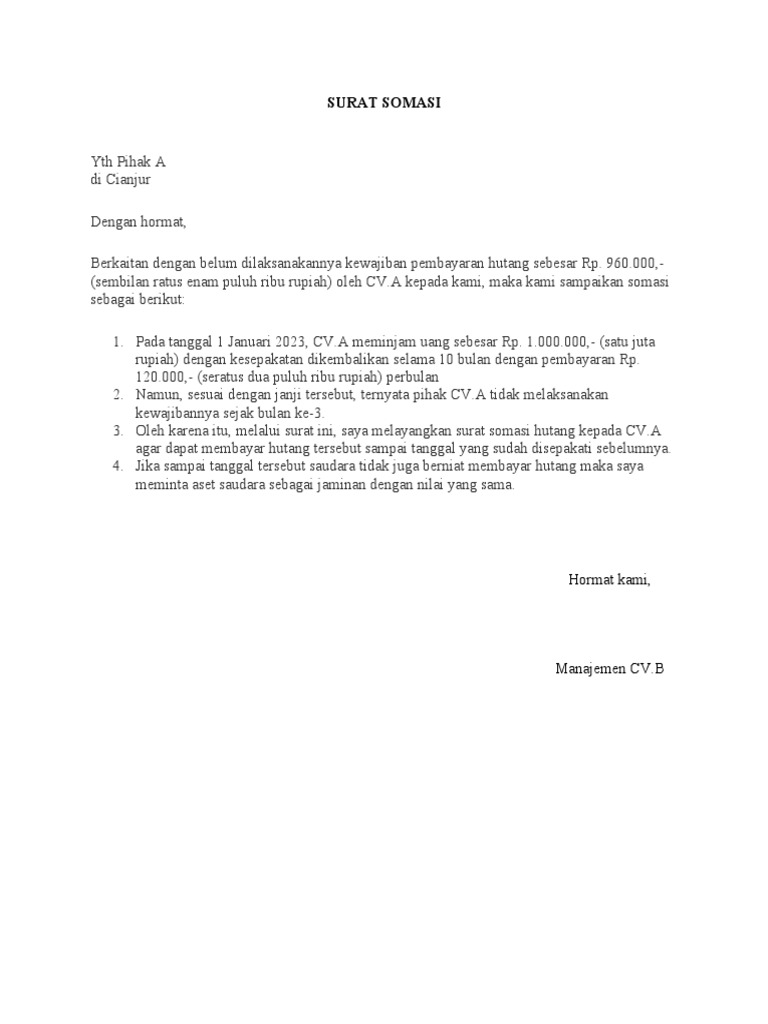 Contoh Surat Somasi | PDF