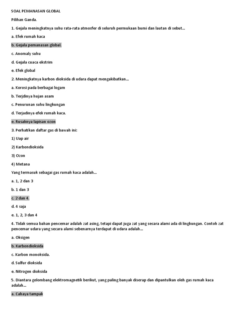 SOAL PEMANASAN GLOBAL fisika | PDF