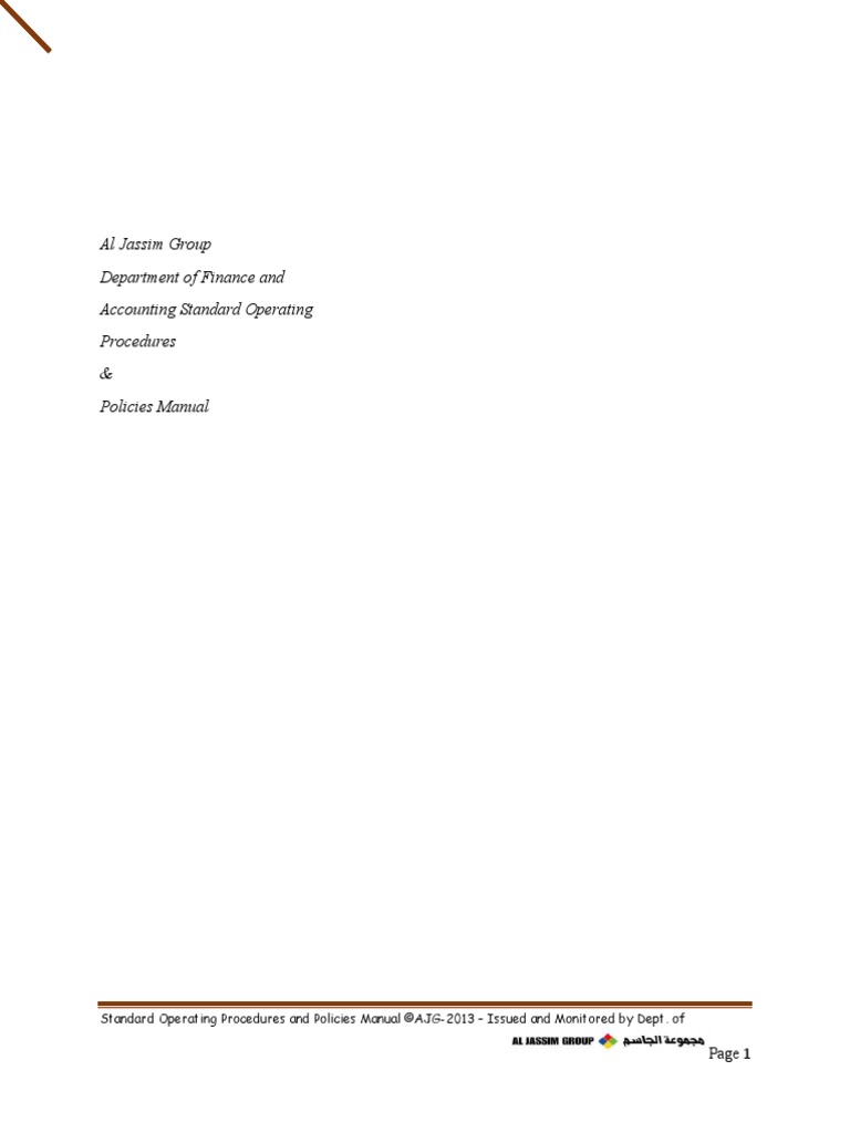 Finance Standard Operating Procedure and Policy Manual Ver 02 | PDF ...