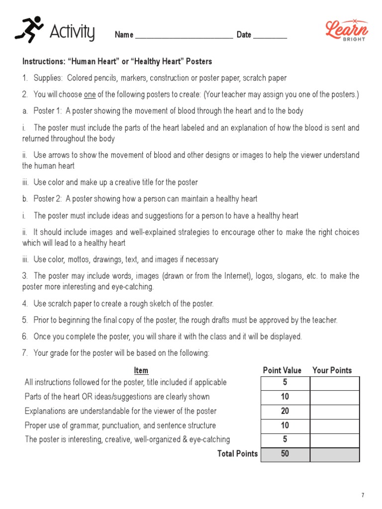 The Human Heart Poster Activity | PDF