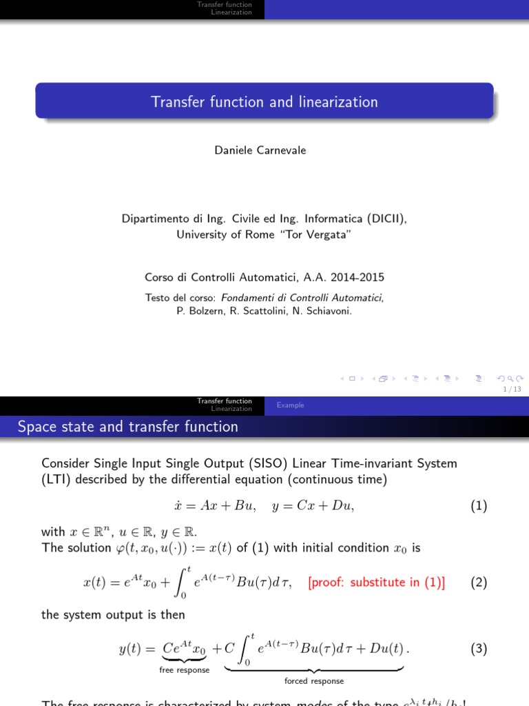 Transfer function linearization example | PDF