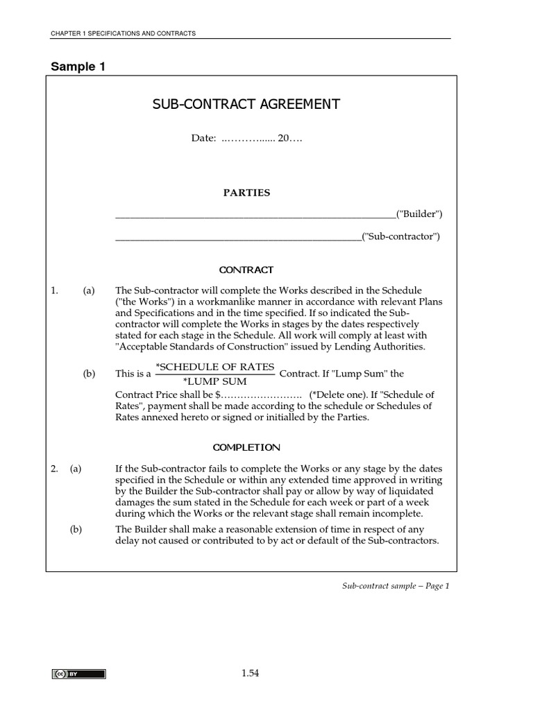Sample Subcontract Agreement - Painting Works PDF | PDF