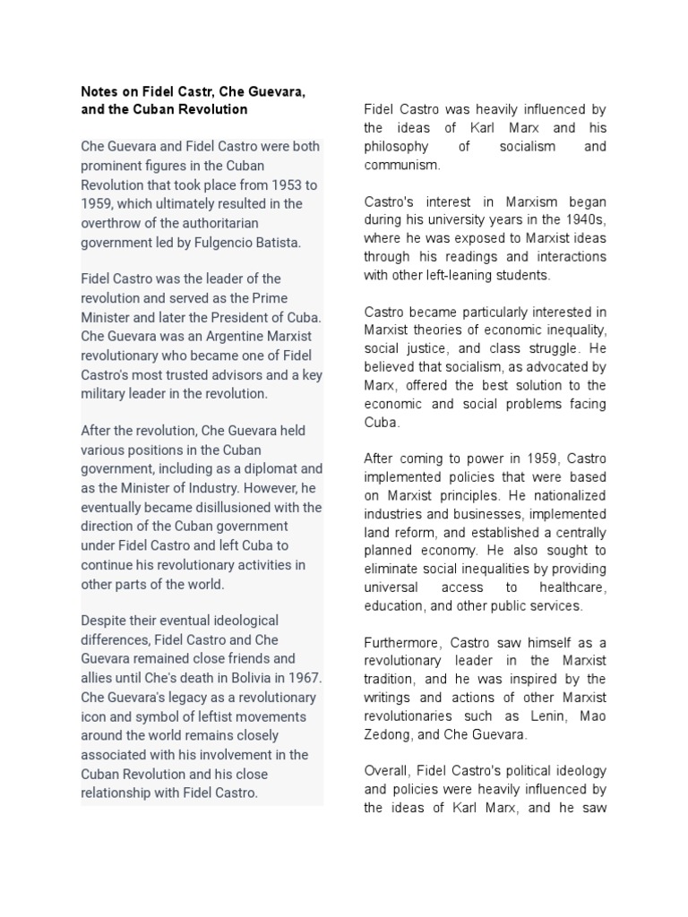 Fidel Castro and Che Guevara: Cuban Revolution Insights | PDF