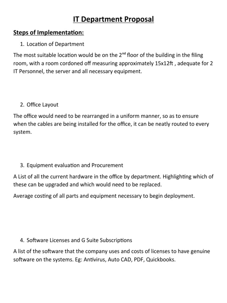 IT Department Proposal | PDF