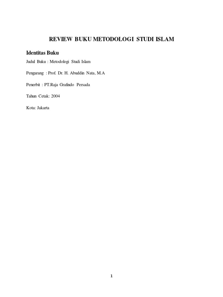 Review Buku Metodologi Studi Islam PDF | PDF