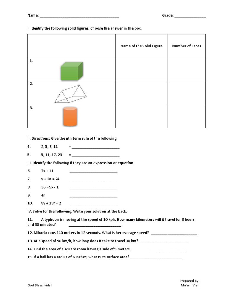 Grade 6 Review | PDF | Elementary Mathematics | Geometry