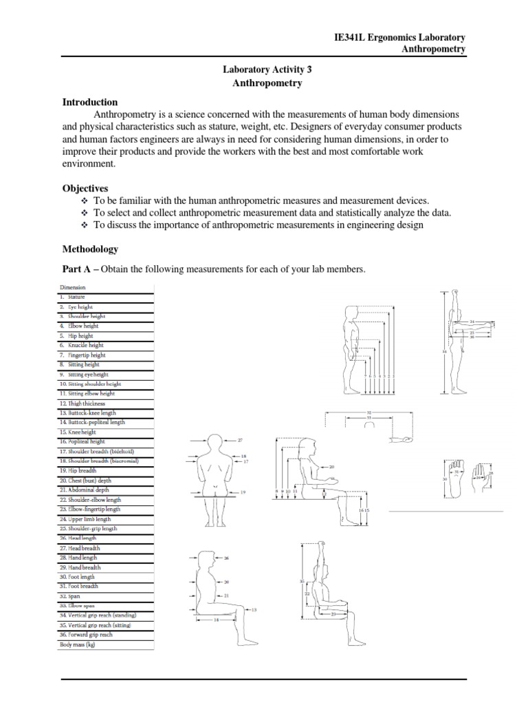 Laboratory Activity 3 Anthropometry | PDF