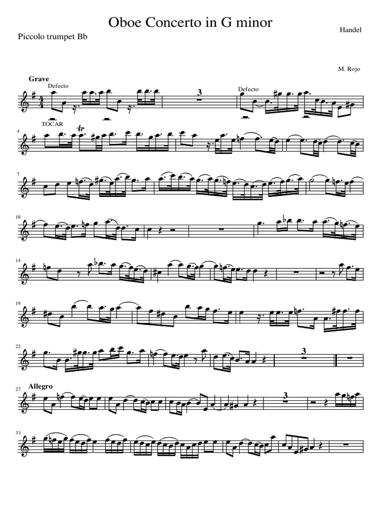 Oboe Concerto in G Minor Analysis | PDF