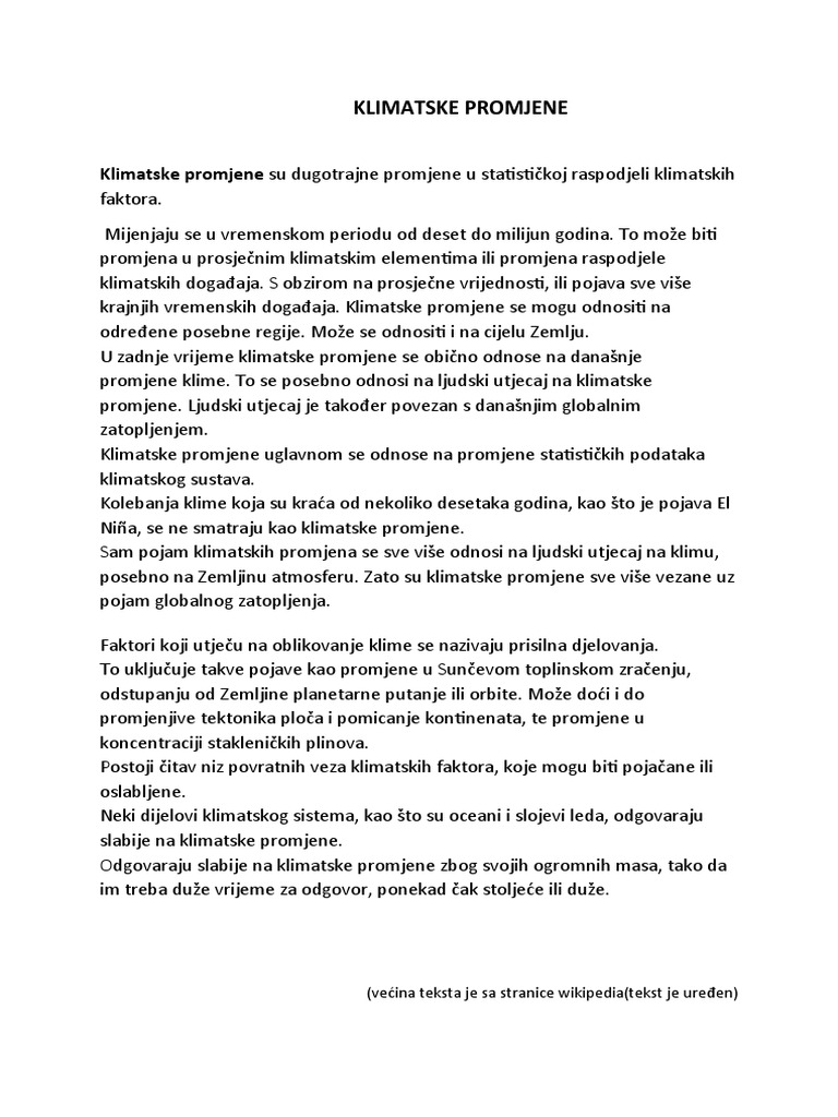 klimatske promjene.docx | PDF