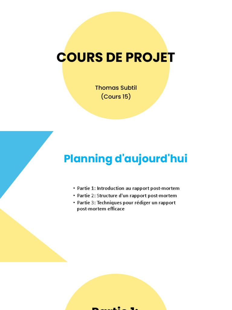 Cours 15 - Gestion de Projet - Post Mortem | PDF