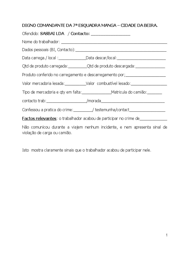 Formulario - Participacao Criminal | PDF