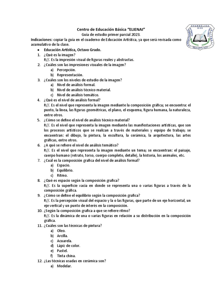 Elienai - Primer Parcial - Guia de Educación Artística - 8vo Grado ...