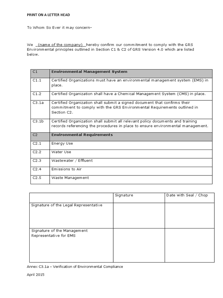 005.b Annex C3.1a Verification of Environmental Compliance | PDF