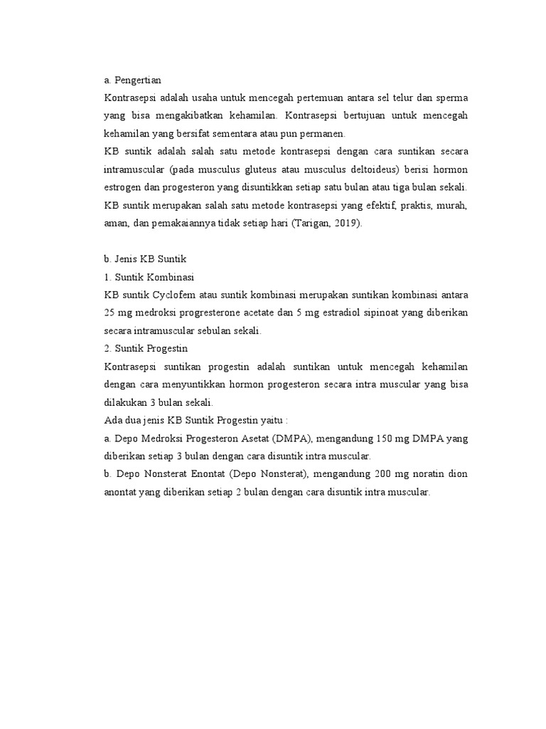Pengertian, Jenis, Dan Karakteristik KB Suntik - Herr | PDF