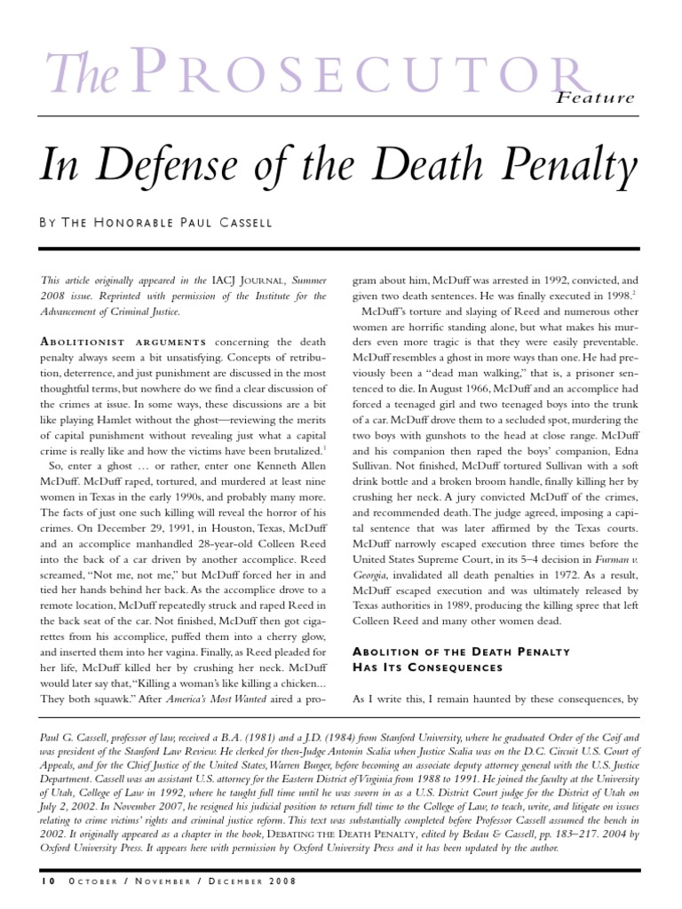 Death Penalty Oct Nov Dec 08 Pros | PDF