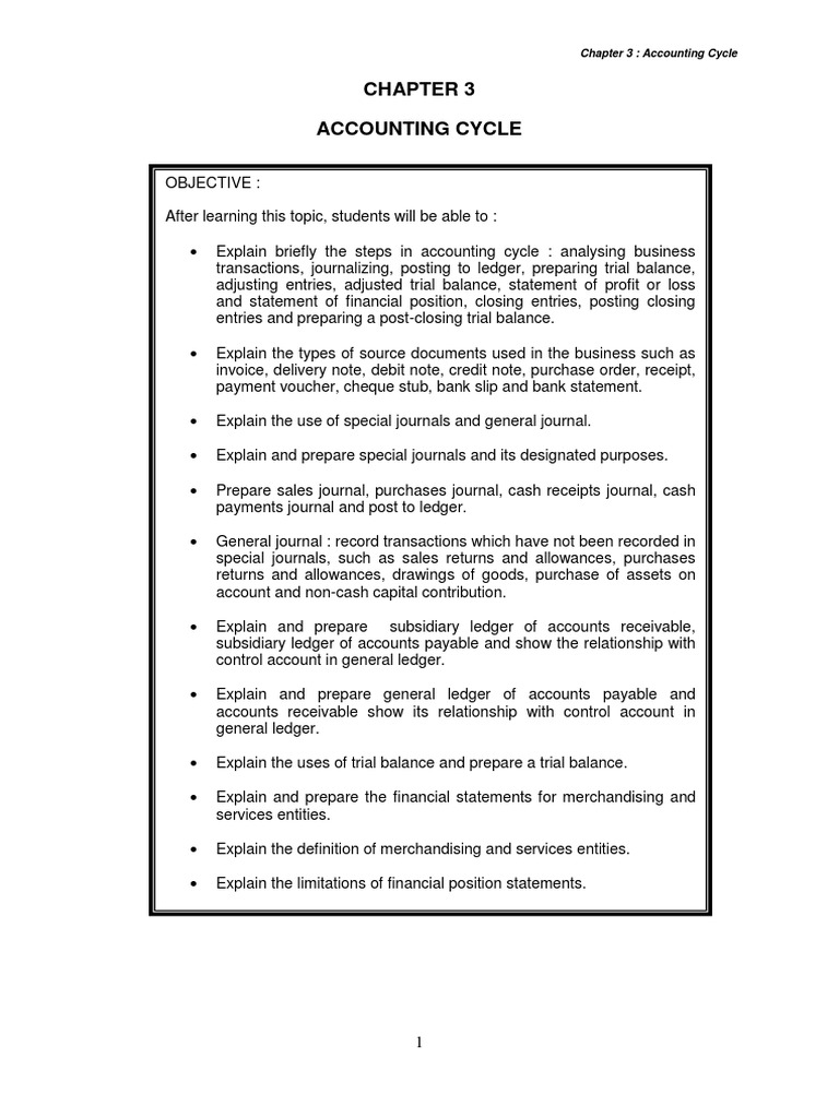 Chapter 3 Accounting Cycle | PDF | Debits And Credits | Cost Of Goods Sold