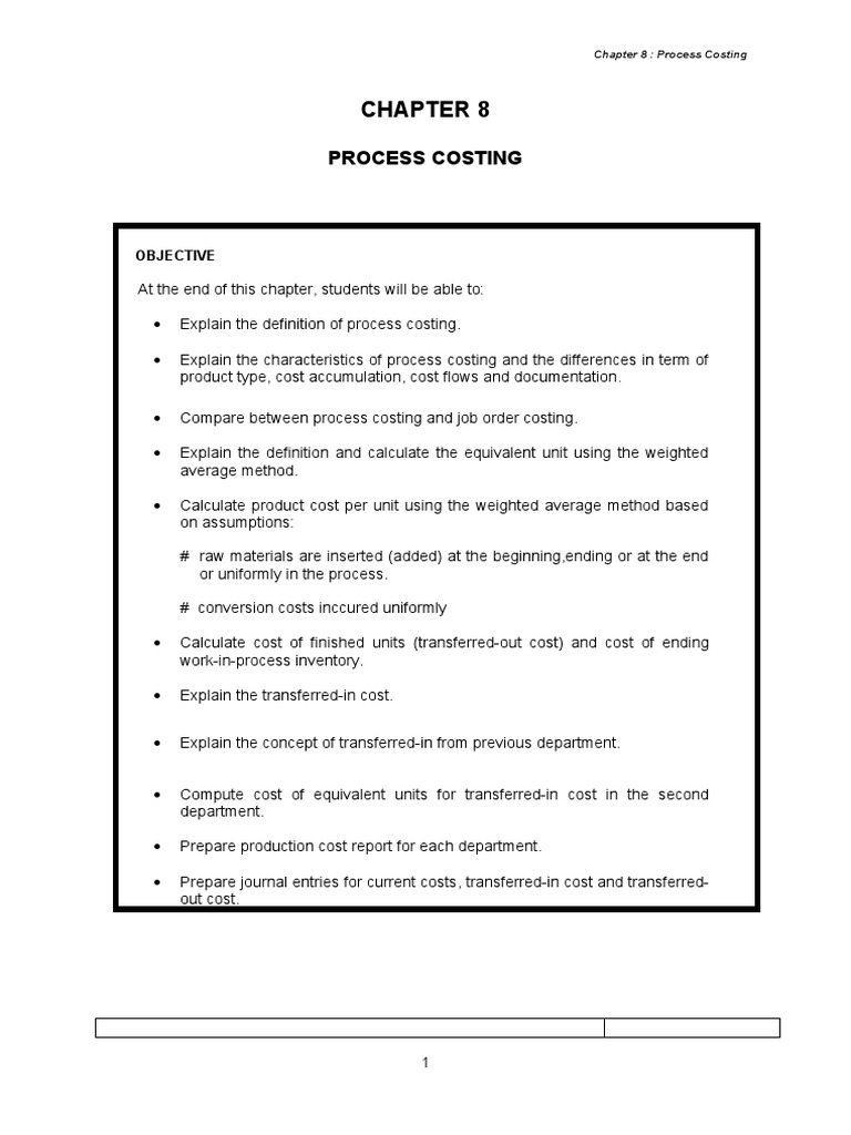 NOTE CHAPTER 8 - Process Costing.doc | PDF | Cost Of Goods Sold | Inventory