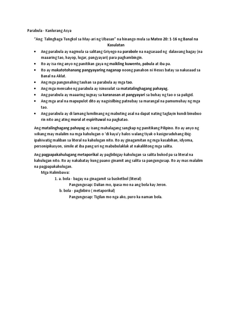 Q3 Filipino - Parabula PDF | PDF