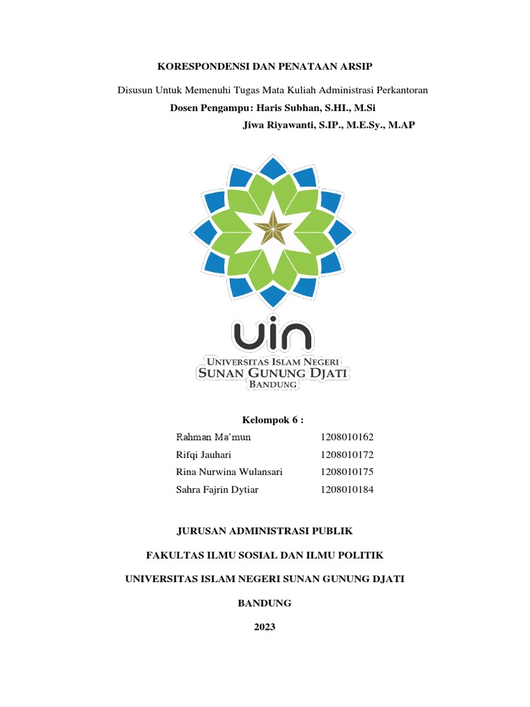 Makalah K6 - Korespondensi Dan Penataan Arsip - AP 6D PDF | PDF