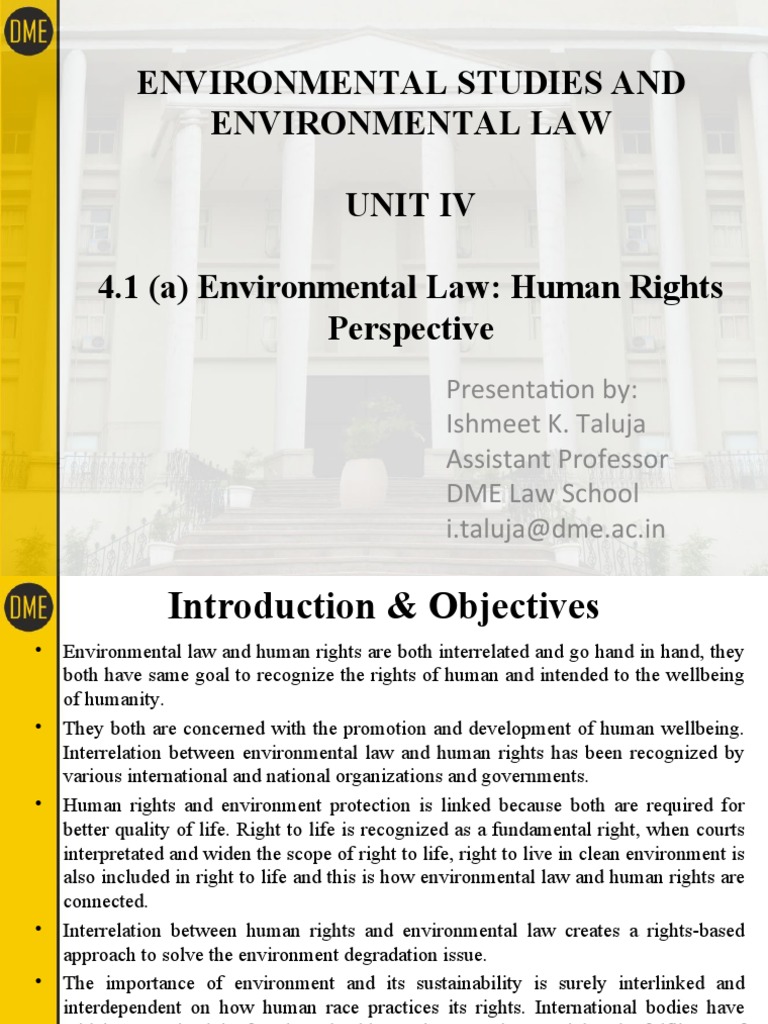 Environmental Studies and Environmental Law Unit Iv 4.1 (A ...