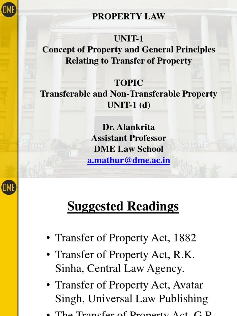 Unit-1 D) - Transferable and Non-Transferable Property PDF | PDF