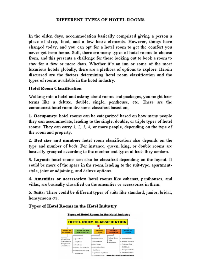 Different Types of Hotel Rooms | PDF