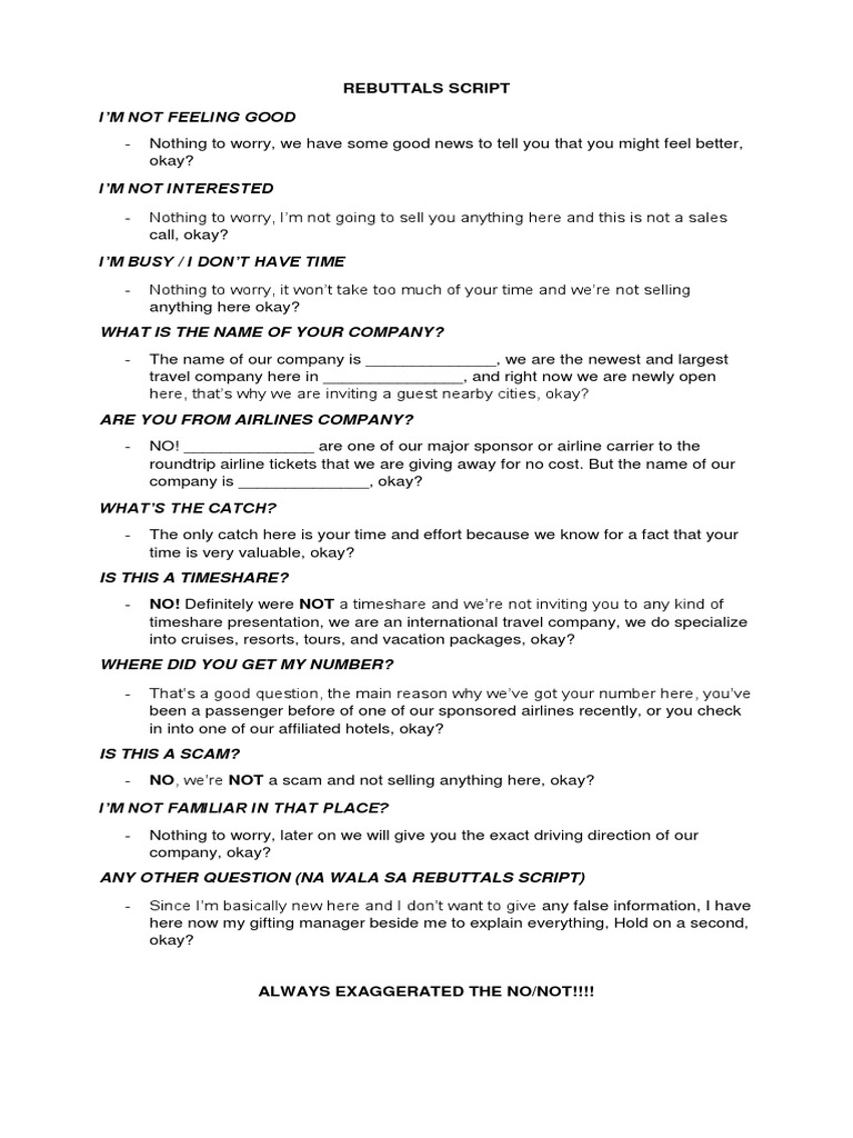 Rebuttals Script | PDF