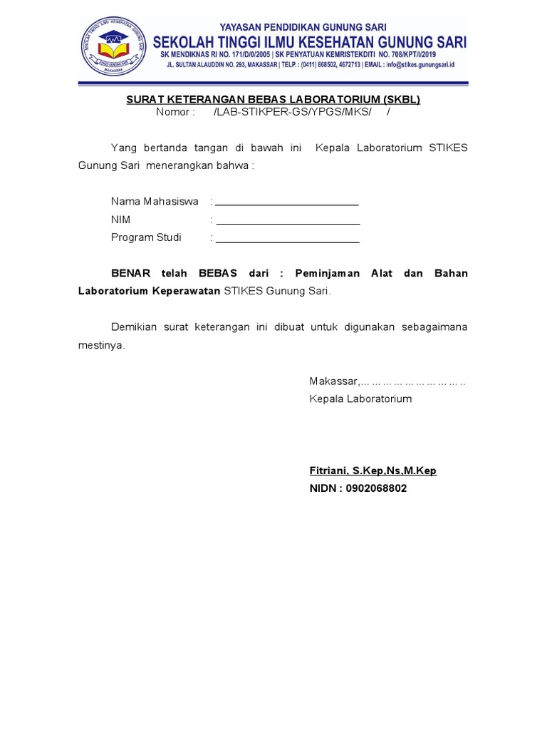 Keterangan Bebas Lab | PDF