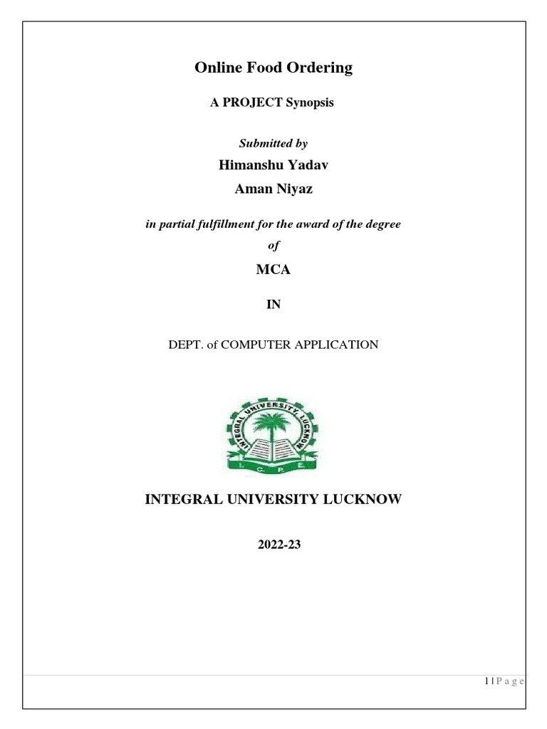 Project Synopsis PDF | PDF