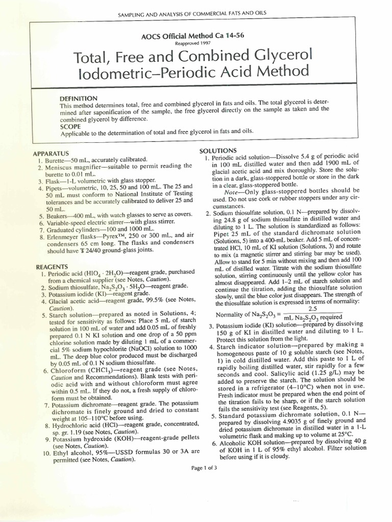 AOCS Ca 14-56TOTAL-FREE-COMB-GLYCEROL | PDF