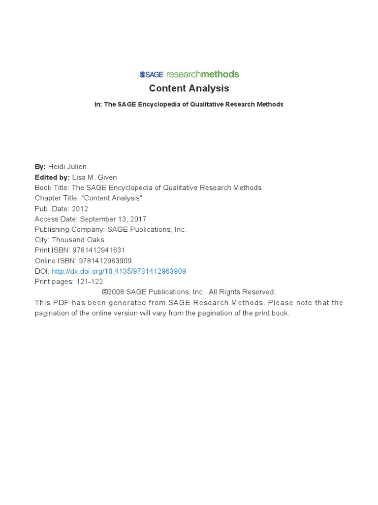 Content Analysis PDF | PDF