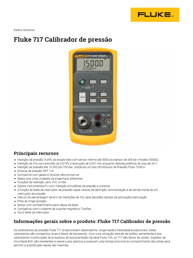 FLUKE 717 Calibrador de Pressão | PDF