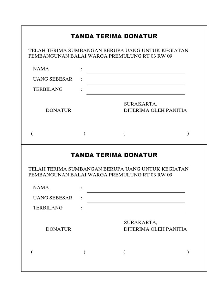 Tanda Terima Donatur PDF | PDF