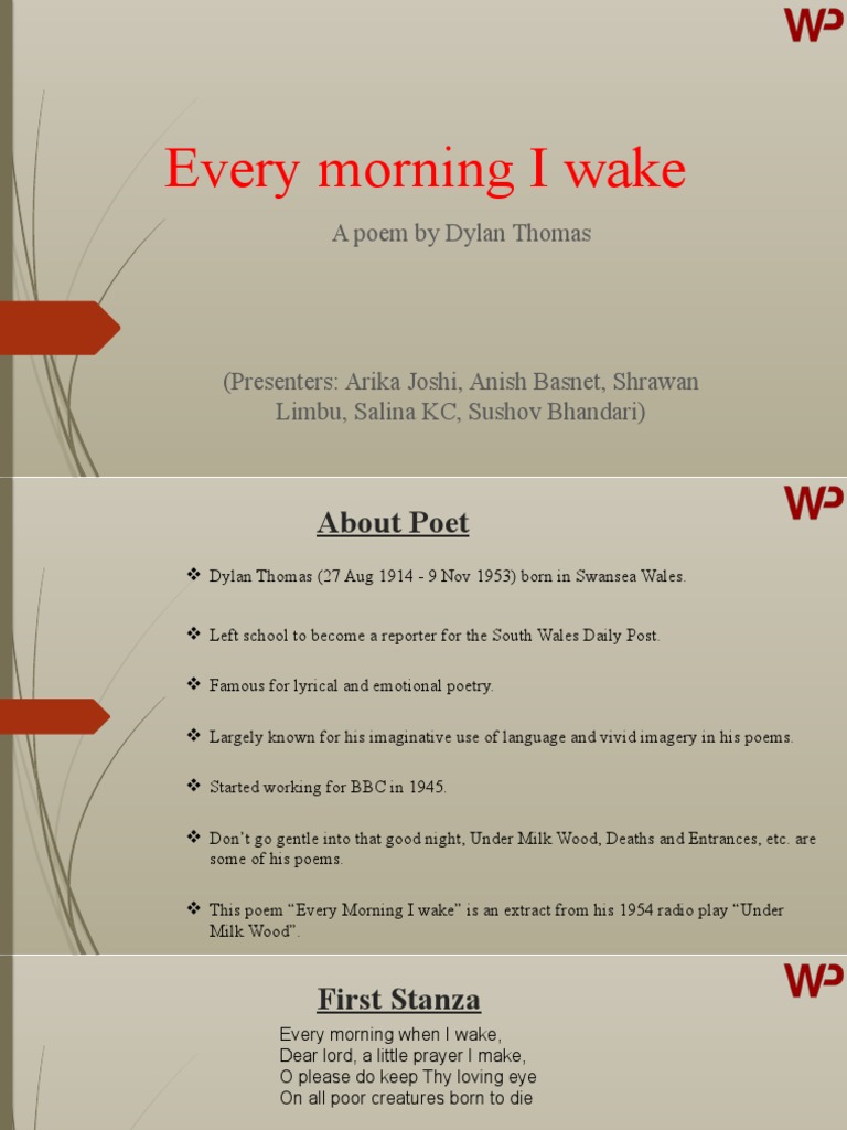 Analysis of "Every Morning I Wake" | PDF | Prayer