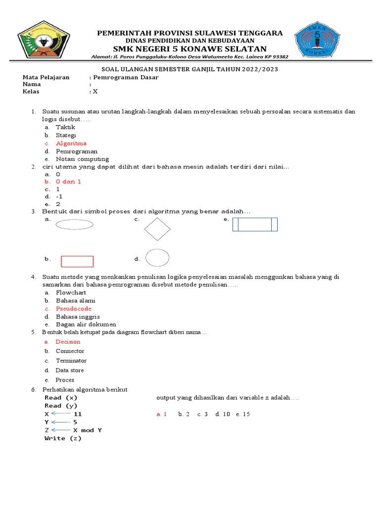 Soal Pemrograman Dasar | PDF