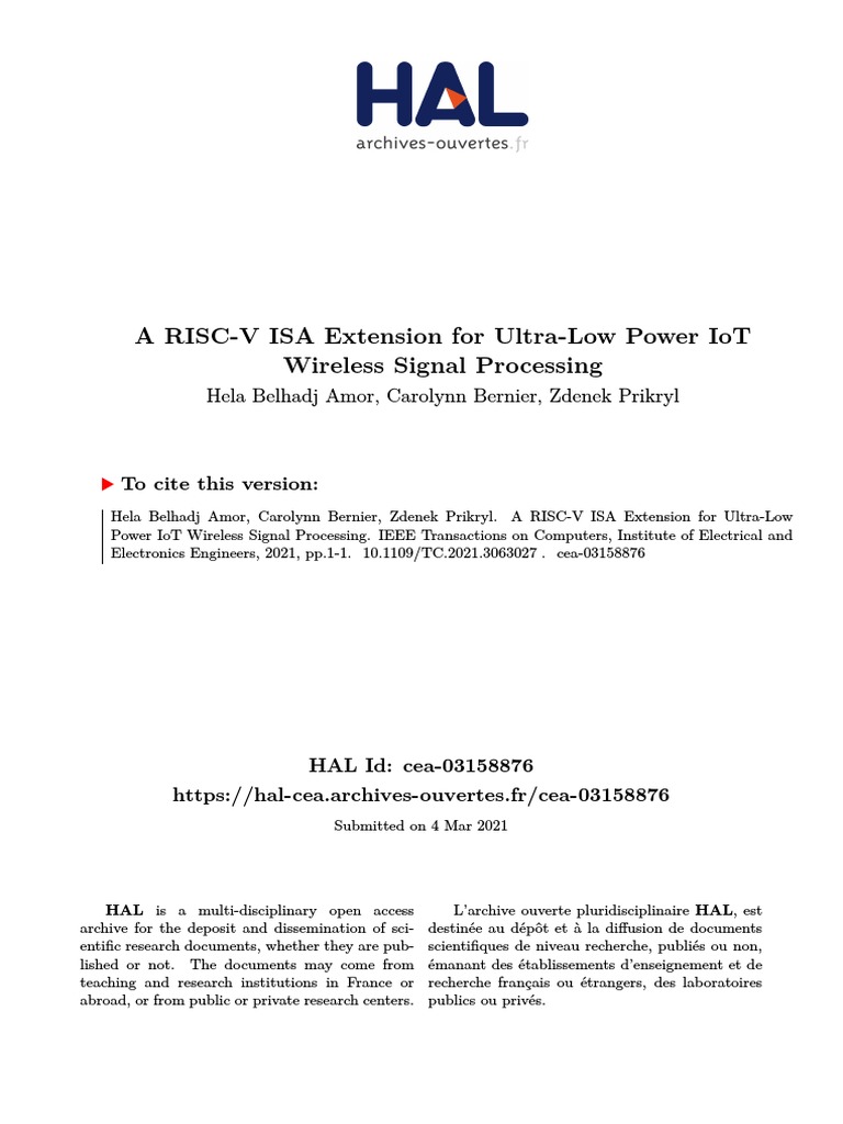TCOMP A RISC V ISA Extension For ULP IoT DSP | PDF TCOMP A RISC V ISA Extension For ULP IoT DSP | PDF