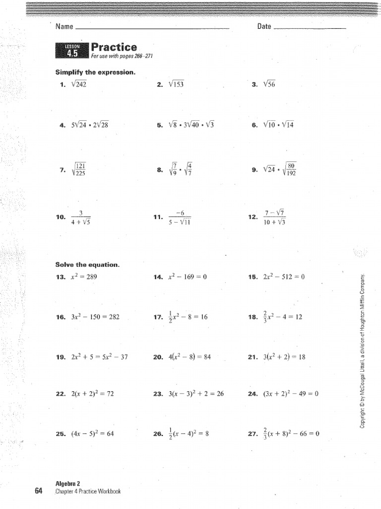 Algebra 2 Section 4 5 Practice Pdf Pdf