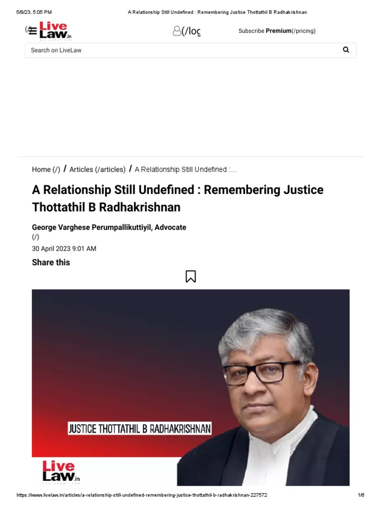 Remembering Justice Thottathil B Radhakrishnan | PDF