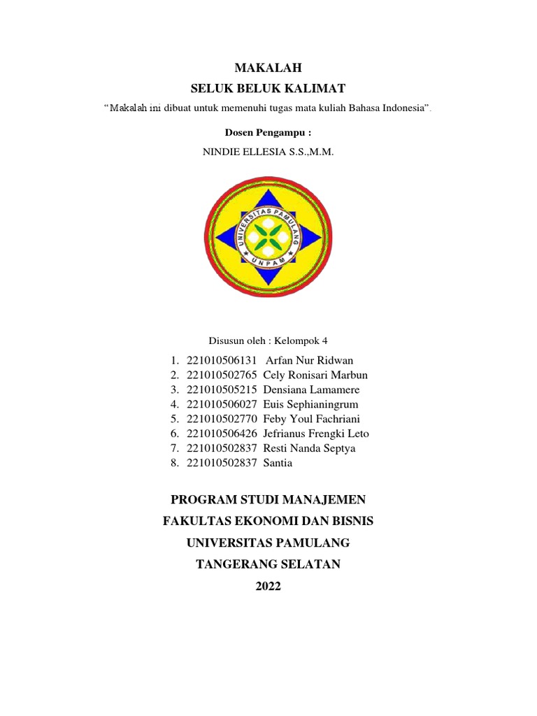 Seluk Beluk Kalimat Kel 4 | PDF