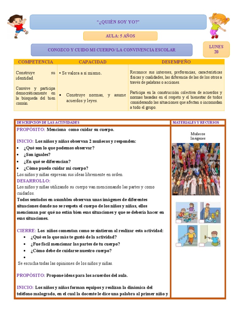 Sesiones Unidad 1 Quien Soy Yo | PDF | Higiene | Información