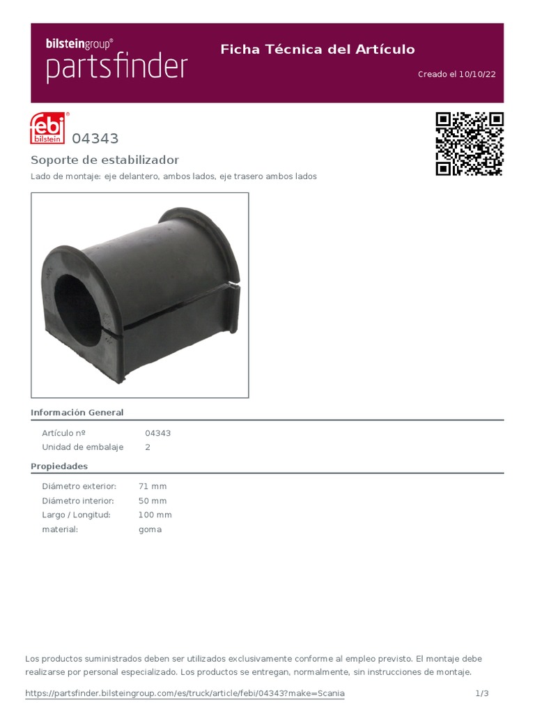 Ficha Tecnica-Febi 04343 Scania | PDF