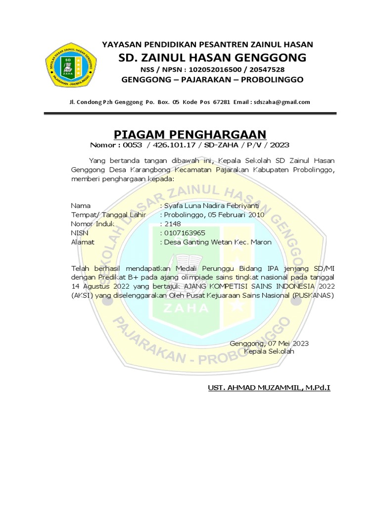 Piagam Lomba | PDF