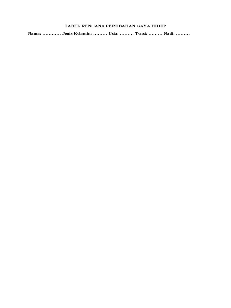 Rencana Perubahan Gaya Hidup | PDF