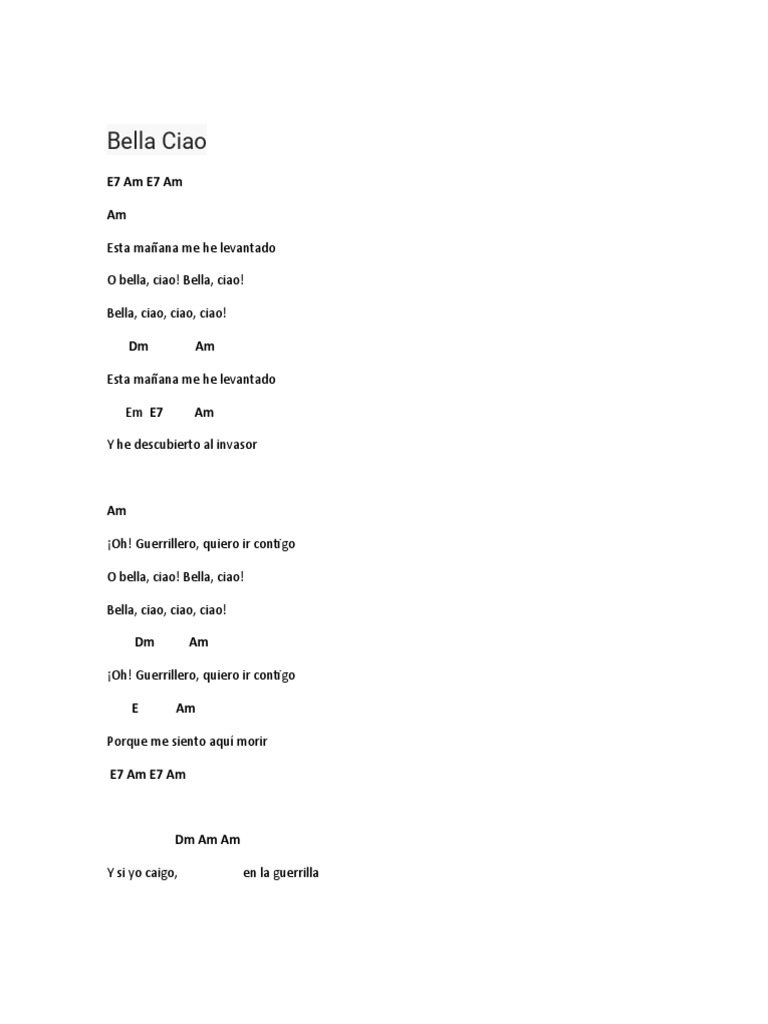 Bella Ciao-Acordes | PDF
